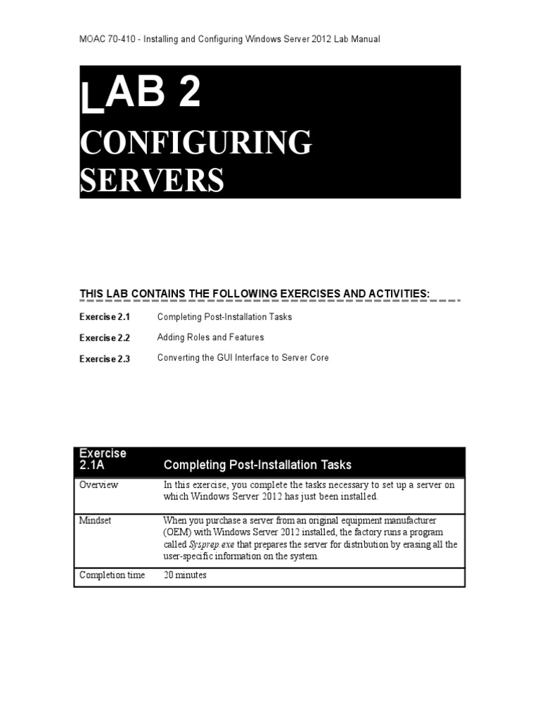 Windows Server 2012 Configuration Lab | PDF | Microsoft Windows ...