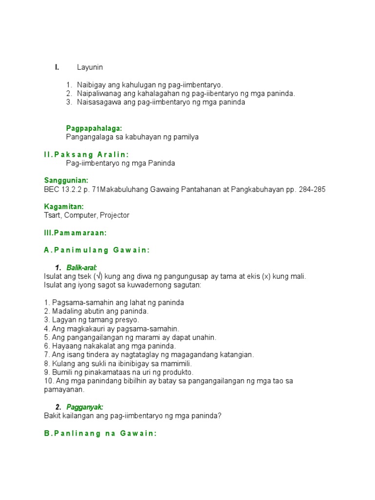 Lesson Plan in Sales Inventory | PDF