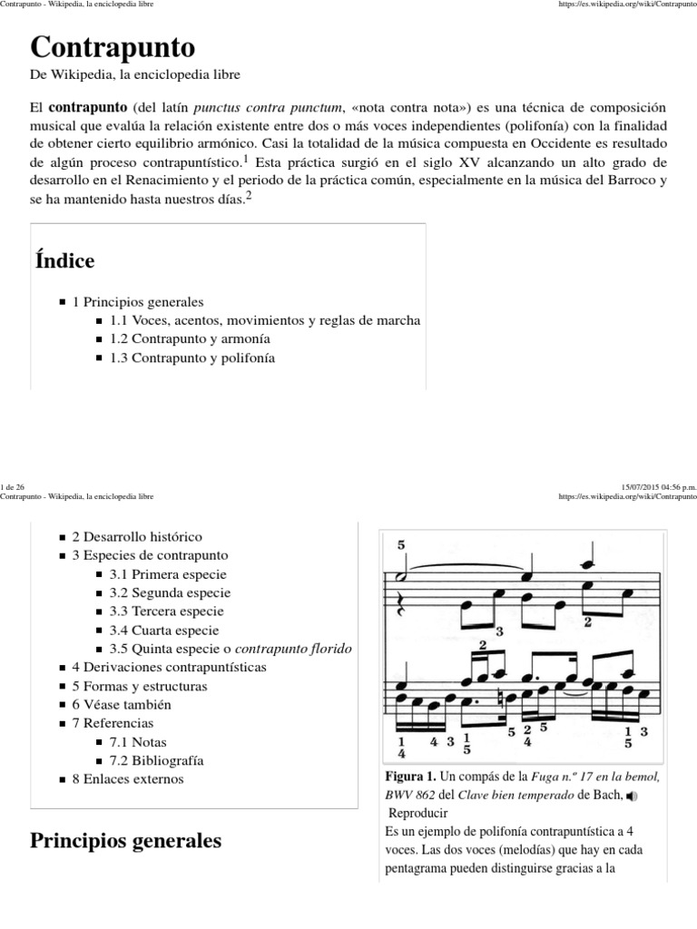 Contrapunto - Wikipedia, La Enciclopedia Libre | PDF | Armonía | Música ...
