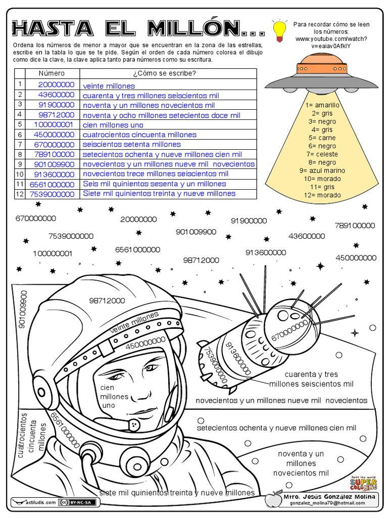 01 Lee y Ordena Números Hasta El Millón.. Solución | PDF