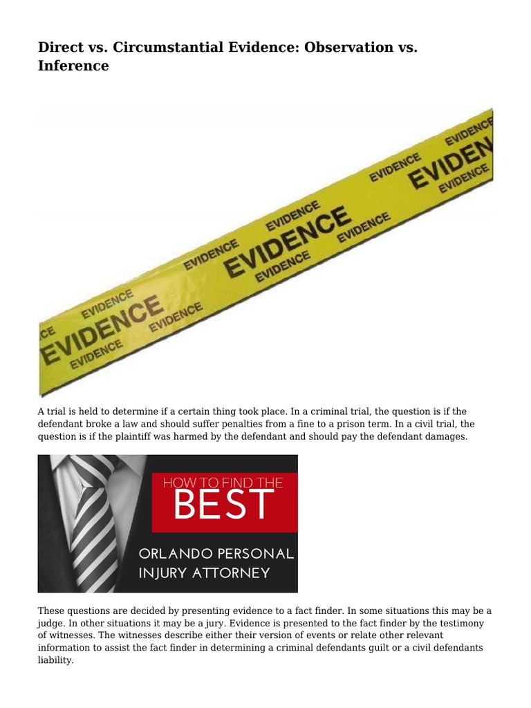 Direct vs. Circumstantial Evidence: Observation vs. Inference | PDF