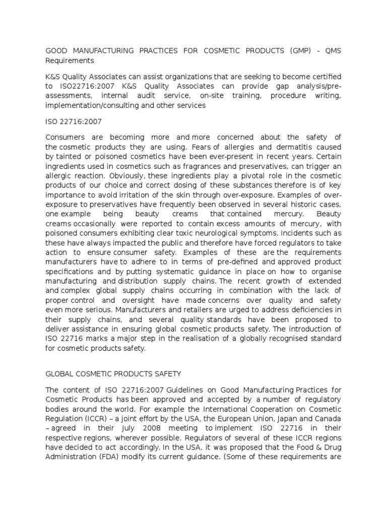 Cosmetics GMP | PDF | Cosmetics | Quality Management System