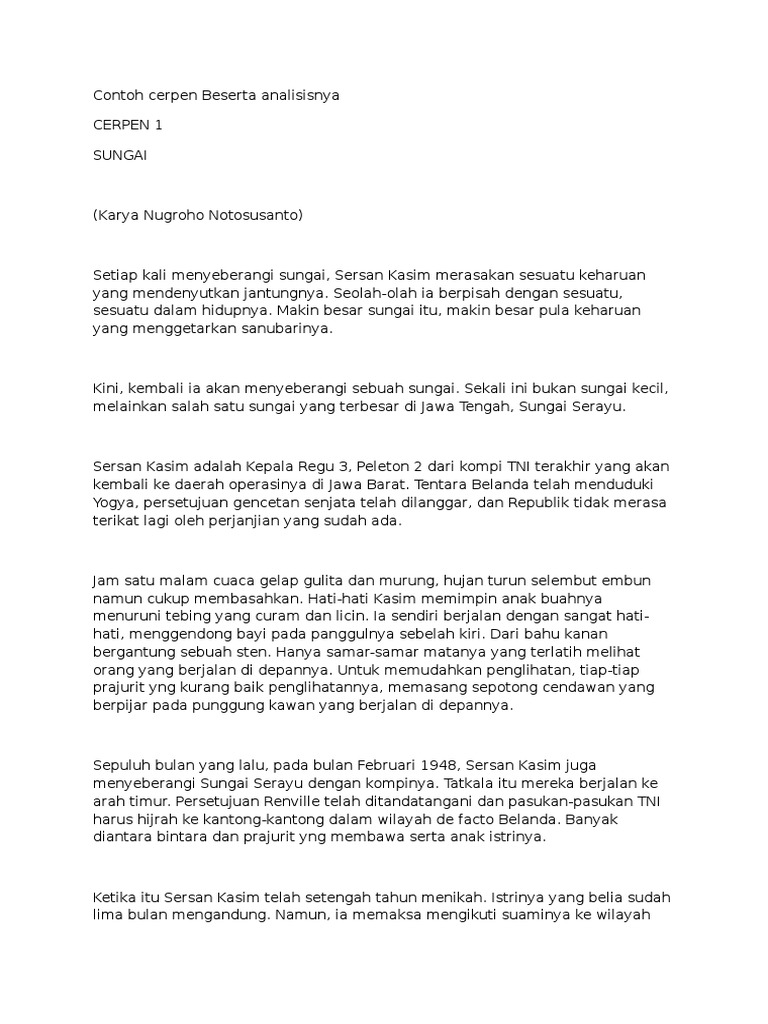 Analisis Cerpen Sungai Karya Nugroho Notosusanto | PDF