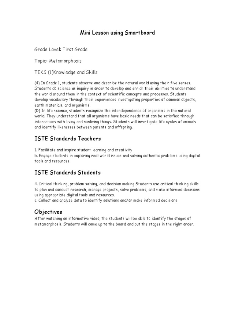 Mini Lesson Using Smartboard | PDF | Science & Mathematics