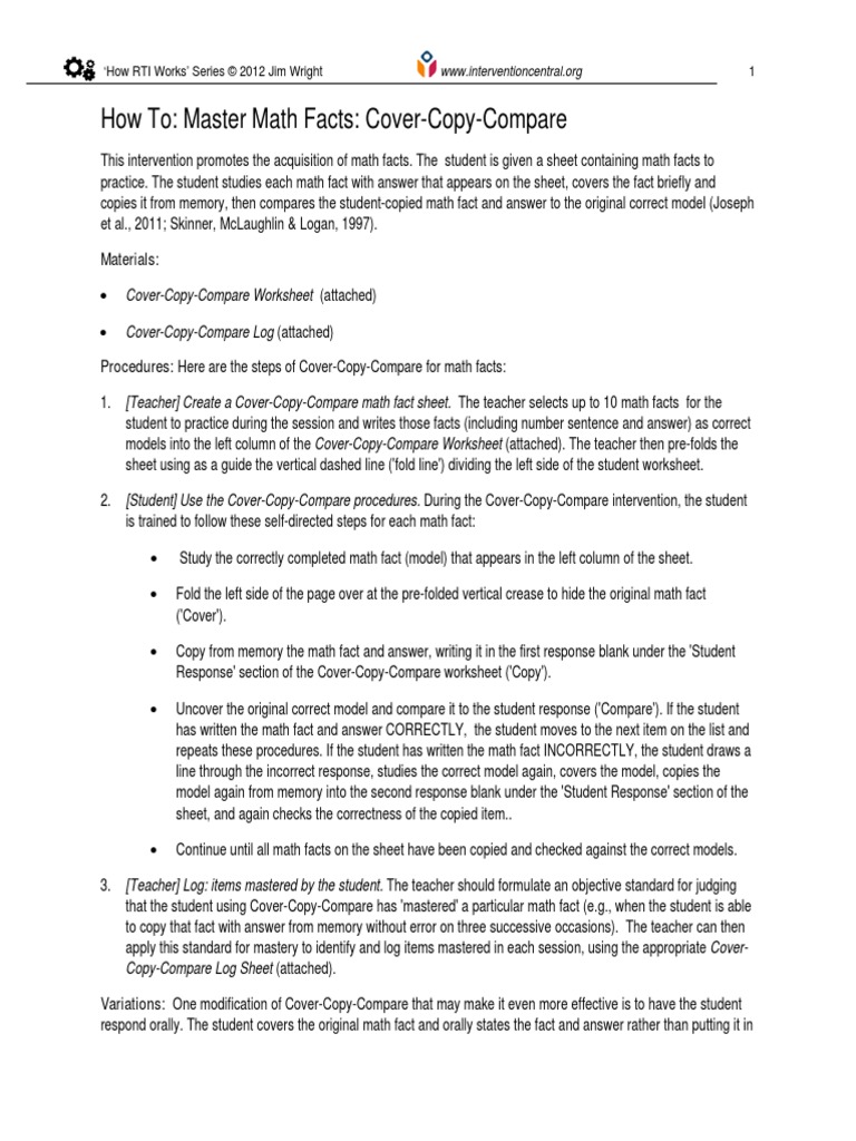 Cover Copy Compare Math Facts Revised | PDF | Action (Philosophy ...