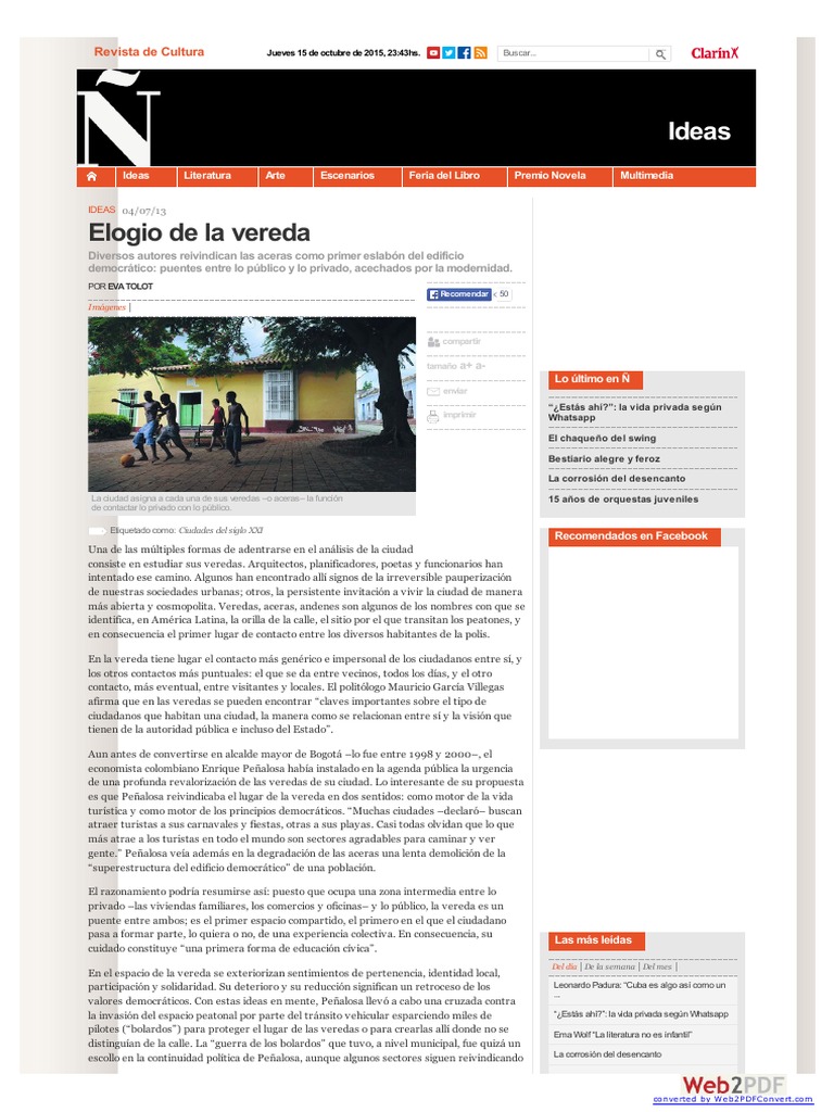 Elogio de La Vereda | PDF | Peatonal | Turismo
