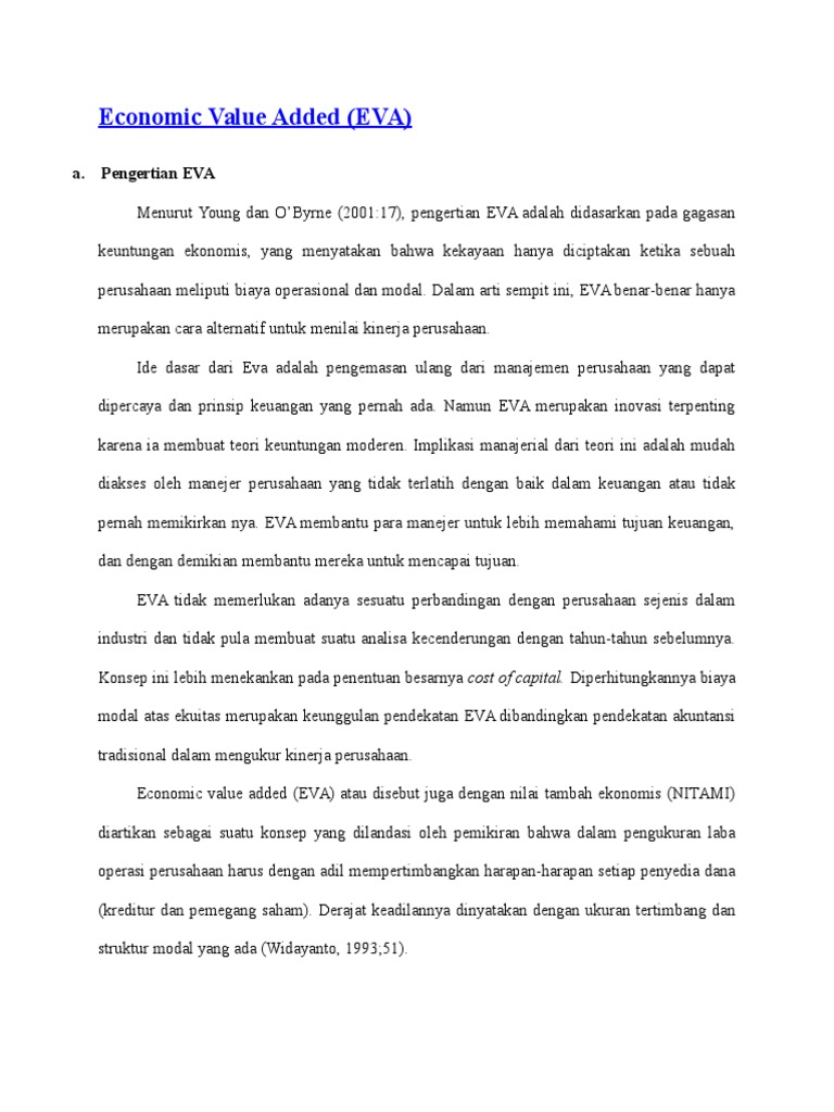 Economic Value Added | PDF | Pengelolaan Keuangan & Uang