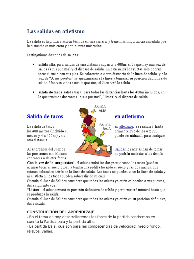 Tipos de Salida en Atletismo | PDF | Deporte del atletismo | Corriendo