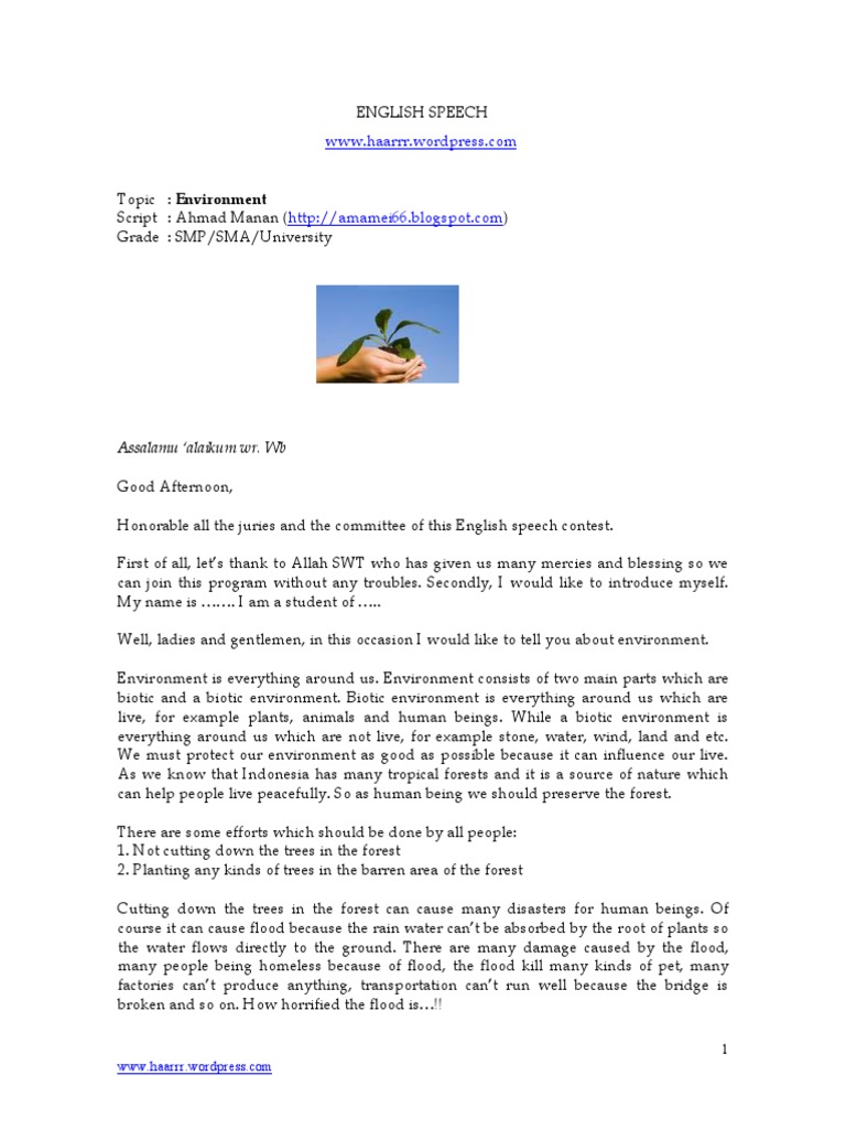 English Speech Environment | PDF | Forests | Natural Environment