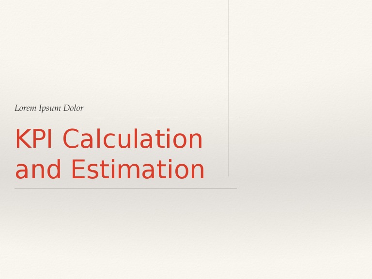 KPI Calculation and Estimation | PDF