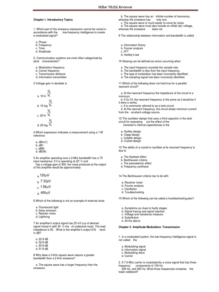 Modern Electronic Communication 7th Edition by Beasley & Miller MCQ | PDF | Antenna (Radio ...