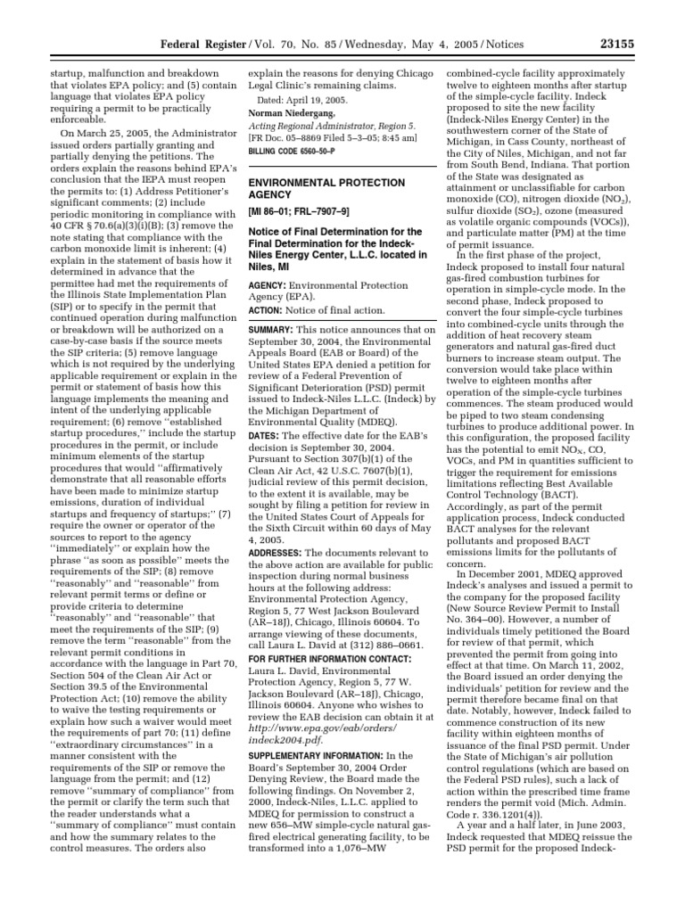 Notice: Air Pollution Control: State Operating Permits Programs— Indeck ...