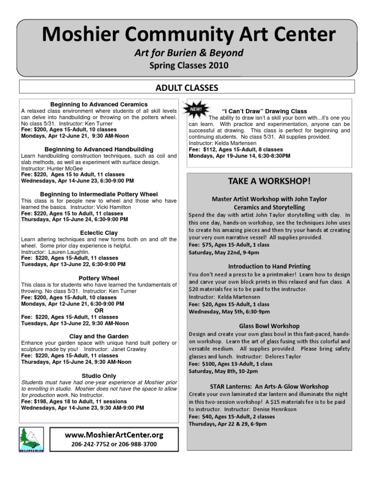 Moshier Community Art Center | PDF | Pottery | Cookware And Bakeware