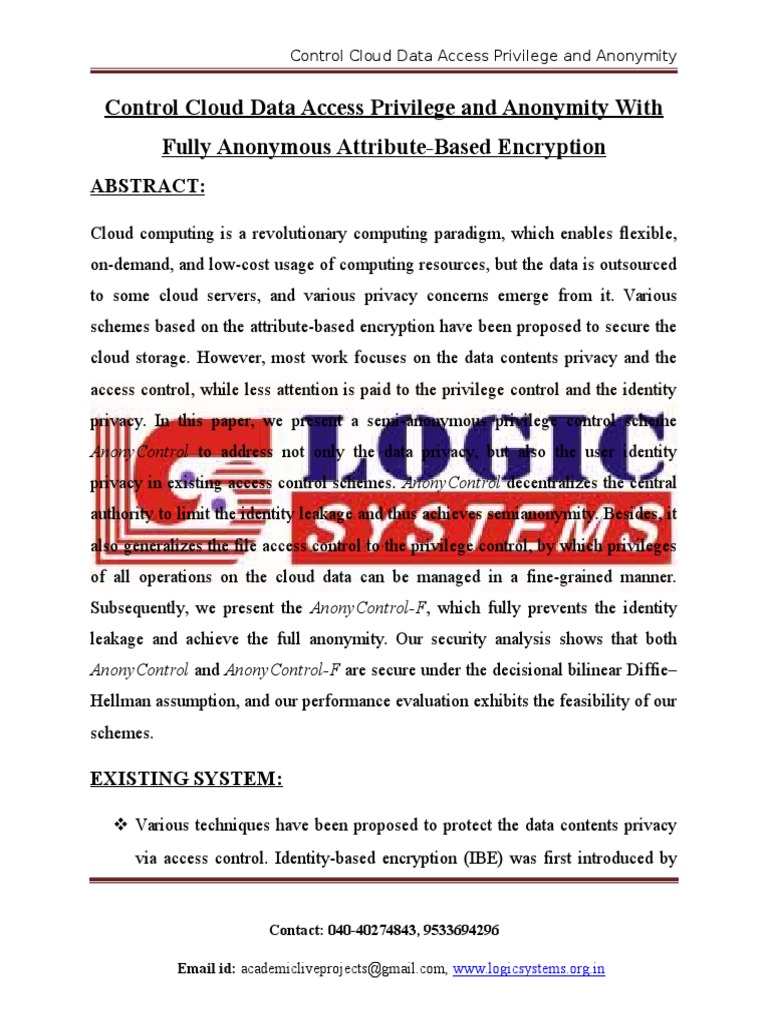 Lsd1518 Control Cloud Data Access Privilege And Pdf Cloud Computing Privacy 