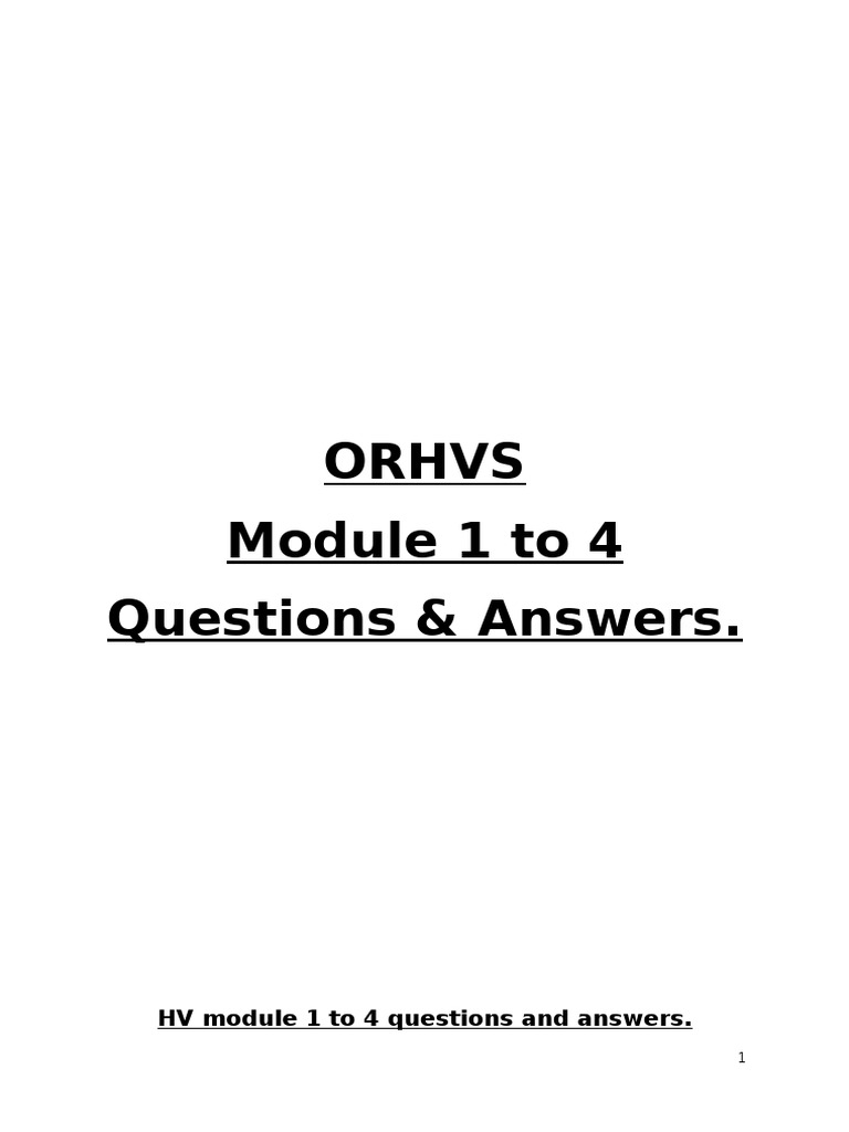 HV 2011 Module 1 To 4 Questions and Answers | PDF | High Voltage ...