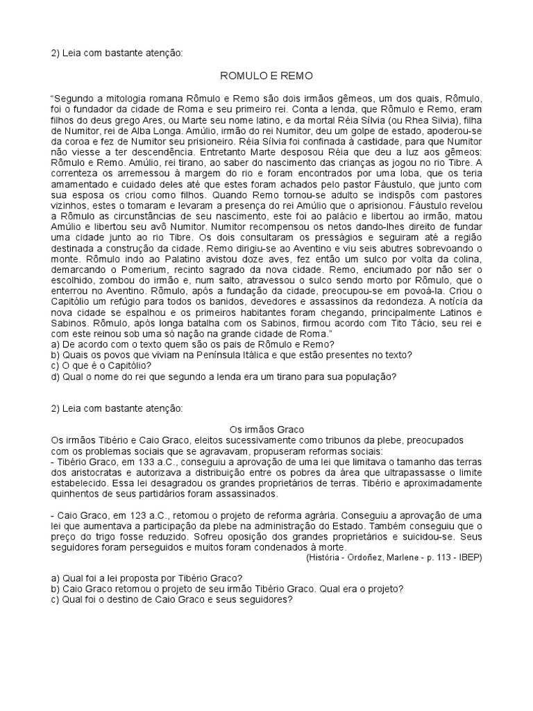 Romulo e Remo | PDF | Rômulo e Remo | Mitologia romana