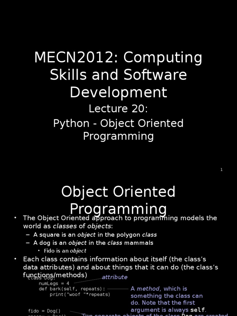 MECN2012: Computing Skills and Software Development: Python - Object ...