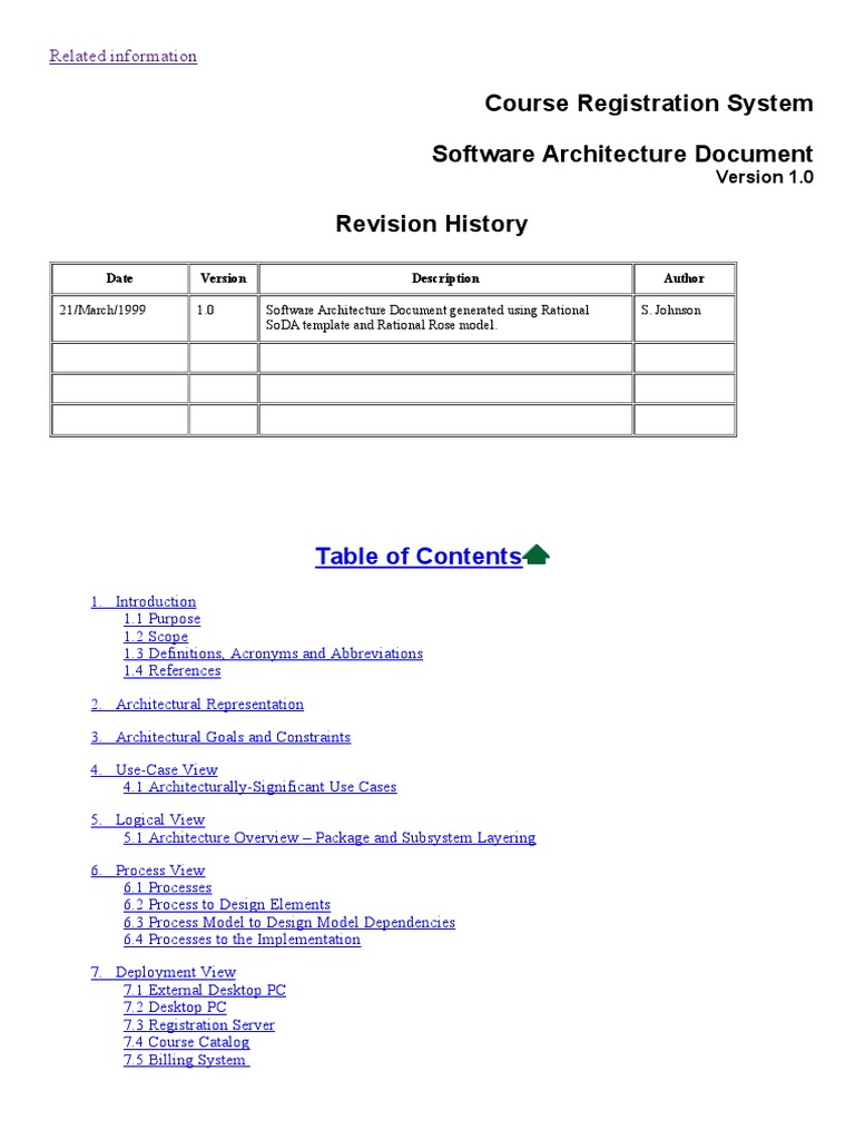 Example - Software Architecture Document | Download Free PDF | Class ...