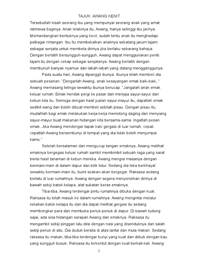 Tajuk - Awang Kenit | PDF | Griya & Taman