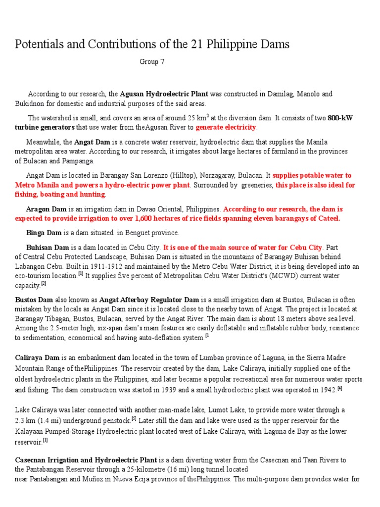 Overview of Major Philippine Dams | PDF | Dam | Hydroelectricity
