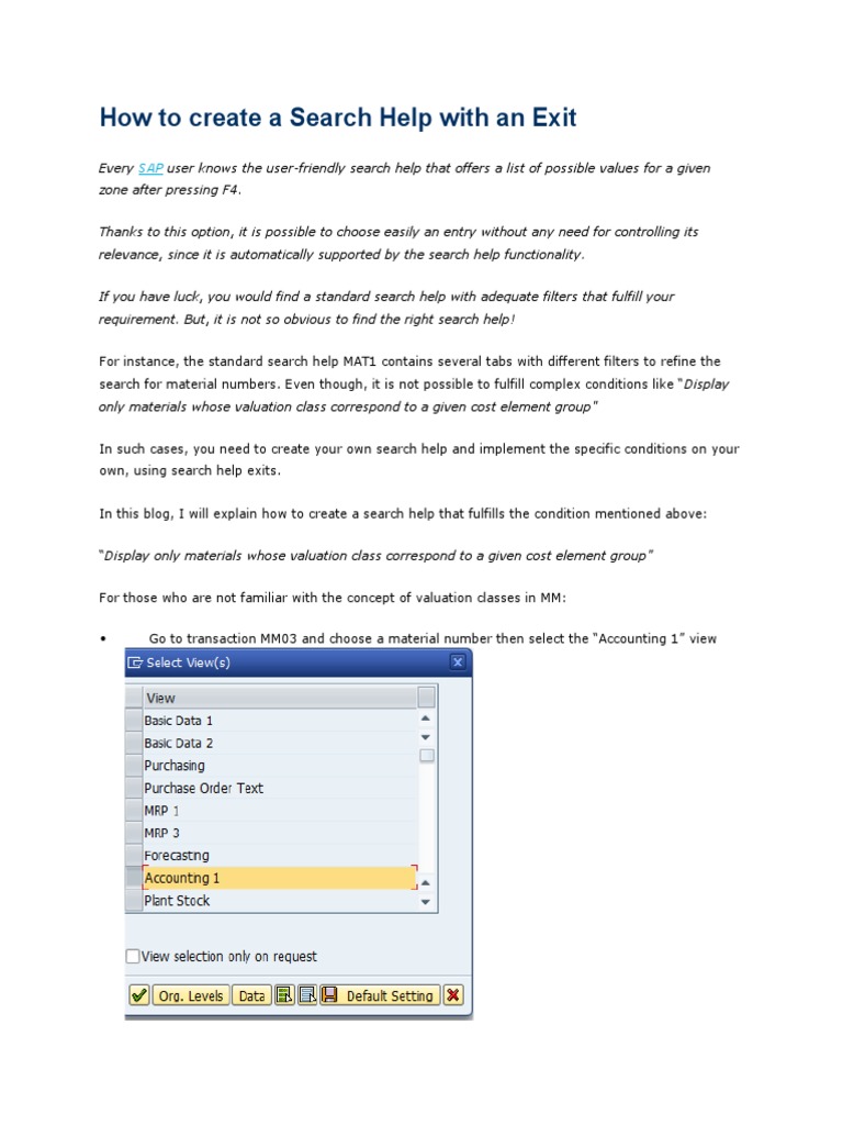How To Create Search Help With An Exit | PDF | Parameter (Computer Programming) | Valuation ...