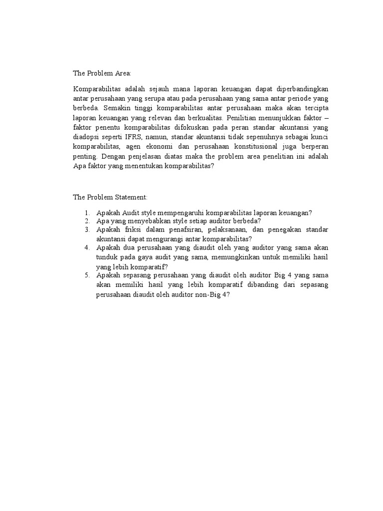 The Problem Area and The Problem Statement | PDF