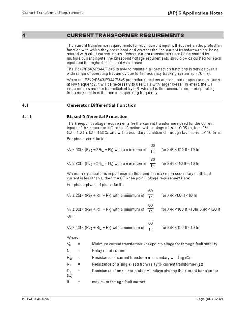 4 Current Transformer Requirements: (AP) 6 Application Notes | PDF ...