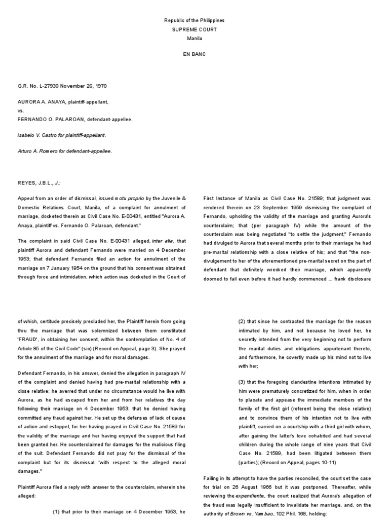 Anaya vs. Palaroan | PDF | Annulment | Lawsuit