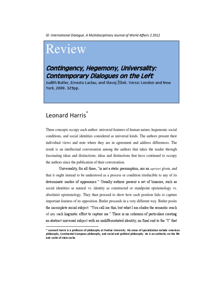 Contingency, Hegemony, Universality: Contemporary Dialogues on the Left ...