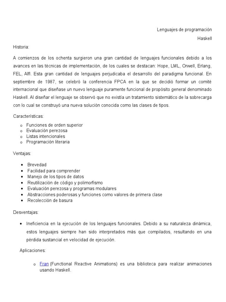 Haskell | PDF | Programacion Funcional | Lenguaje de programación