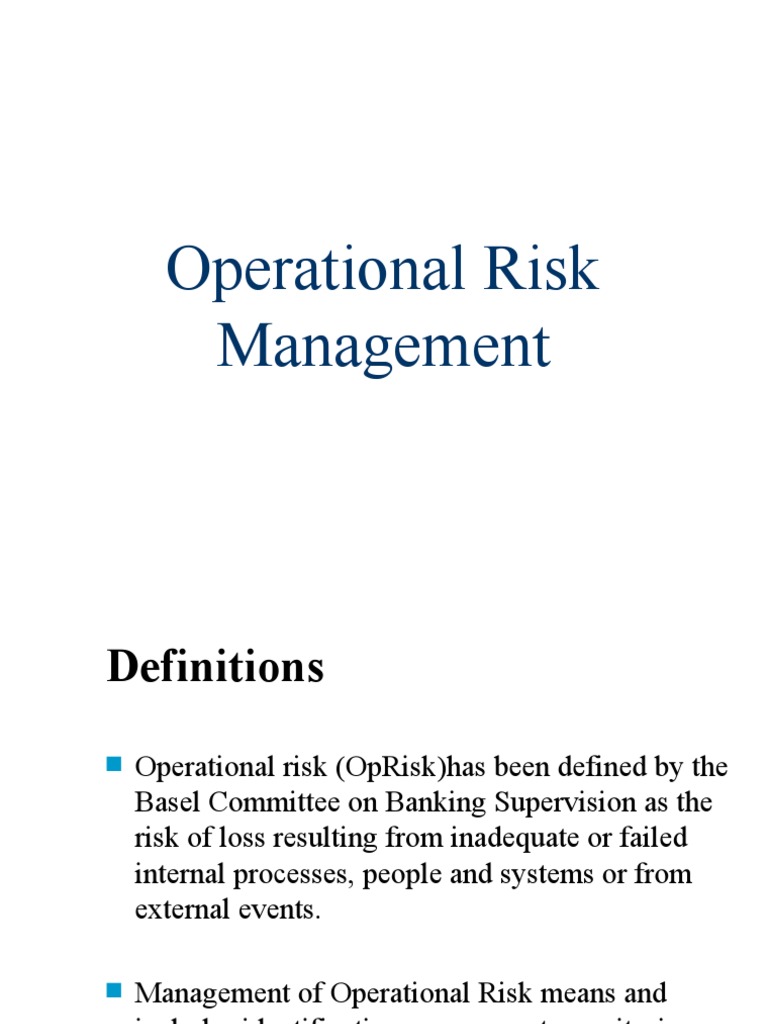 Operational Risk Management | PDF | Operational Risk | Risk Management