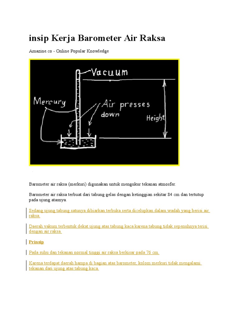 Prinsip Kerja Barometer Air Raksa | PDF