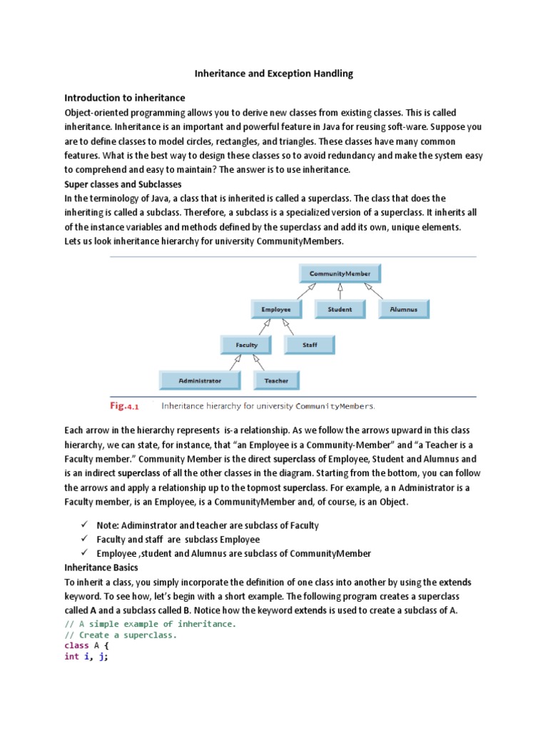 Inheritance and Exception Handling | PDF | Inheritance (Object Oriented ...