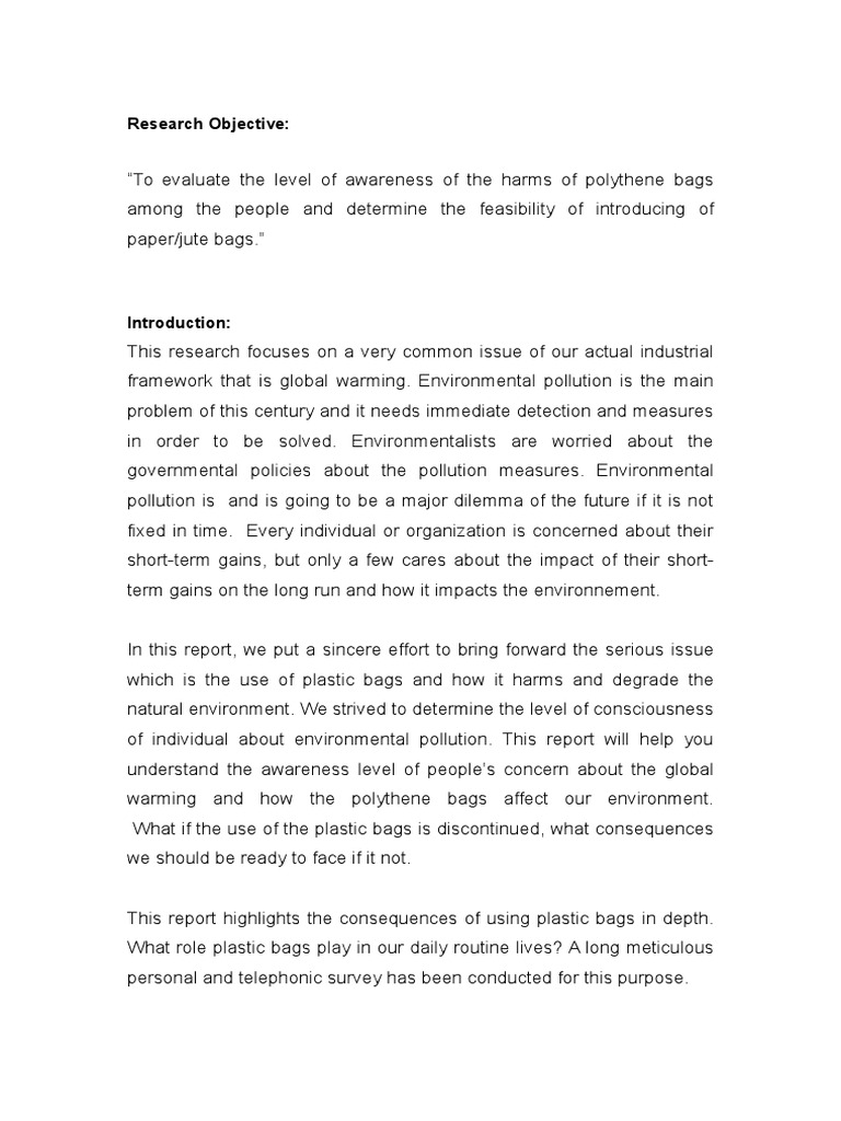 Research Project Plastic Bags | PDF | Recycling | Reuse