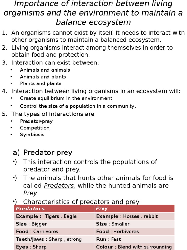 Ecosystem Balance: Organism Interactions | PDF | Predation | Symbiosis
