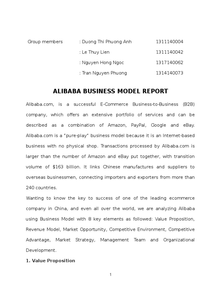Alibaba Business Model Report: 1. Value Proposition | PDF | Alibaba ...