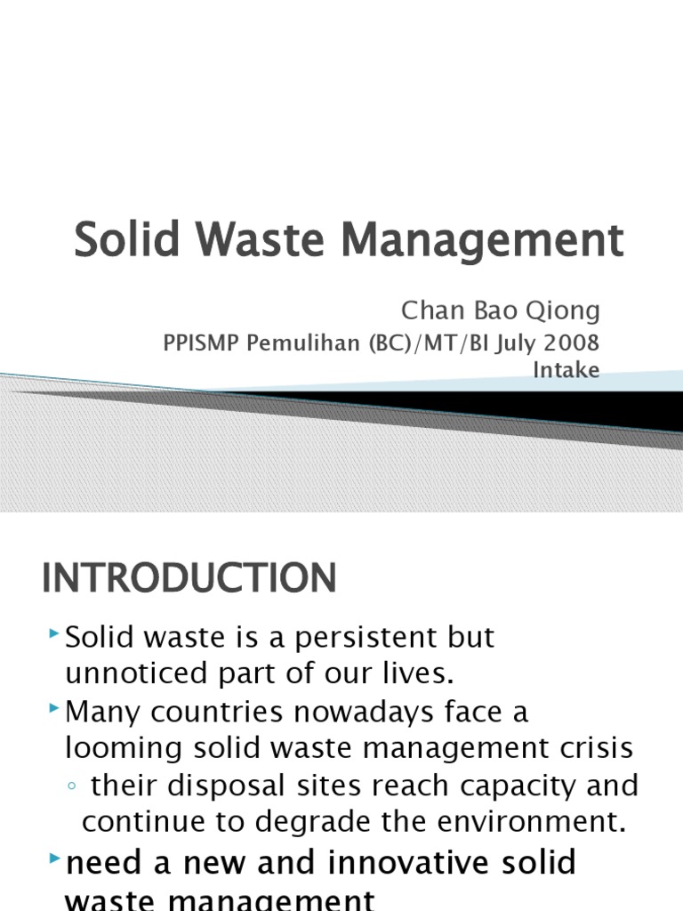 Solid Waste Management: Chan Bao Qiong | PDF | Waste Management | Recycling