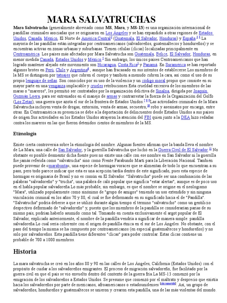 Mara Salvatruchas Mara Salvatrucha | PDF | Sra. 13 | Desviación ...