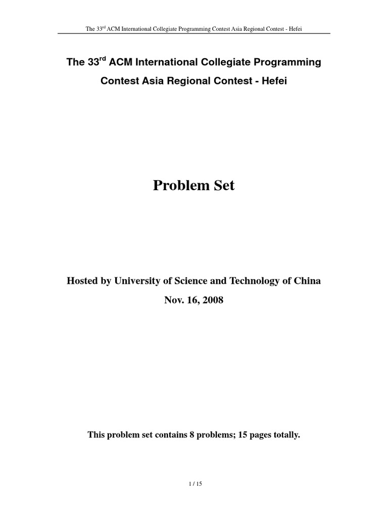 Problem Set: The 33 ACM International Collegiate Programming Contest ...