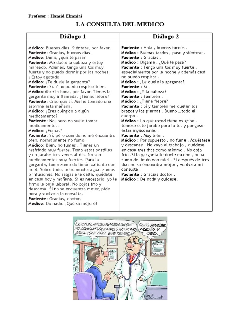 Diálogos Médico-Paciente en Español | PDF | Especialidades Medicas ...