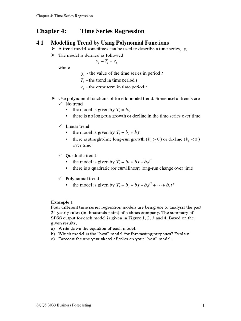 Chapter 4 Time Series Regression Word PDF | PDF | Autocorrelation | Errors And Residuals