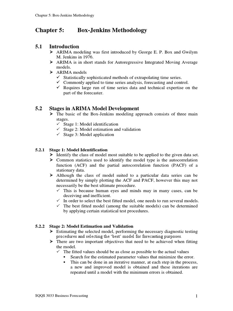 Box-Jenkins Methodology Overview | PDF | Autoregressive Integrated ...