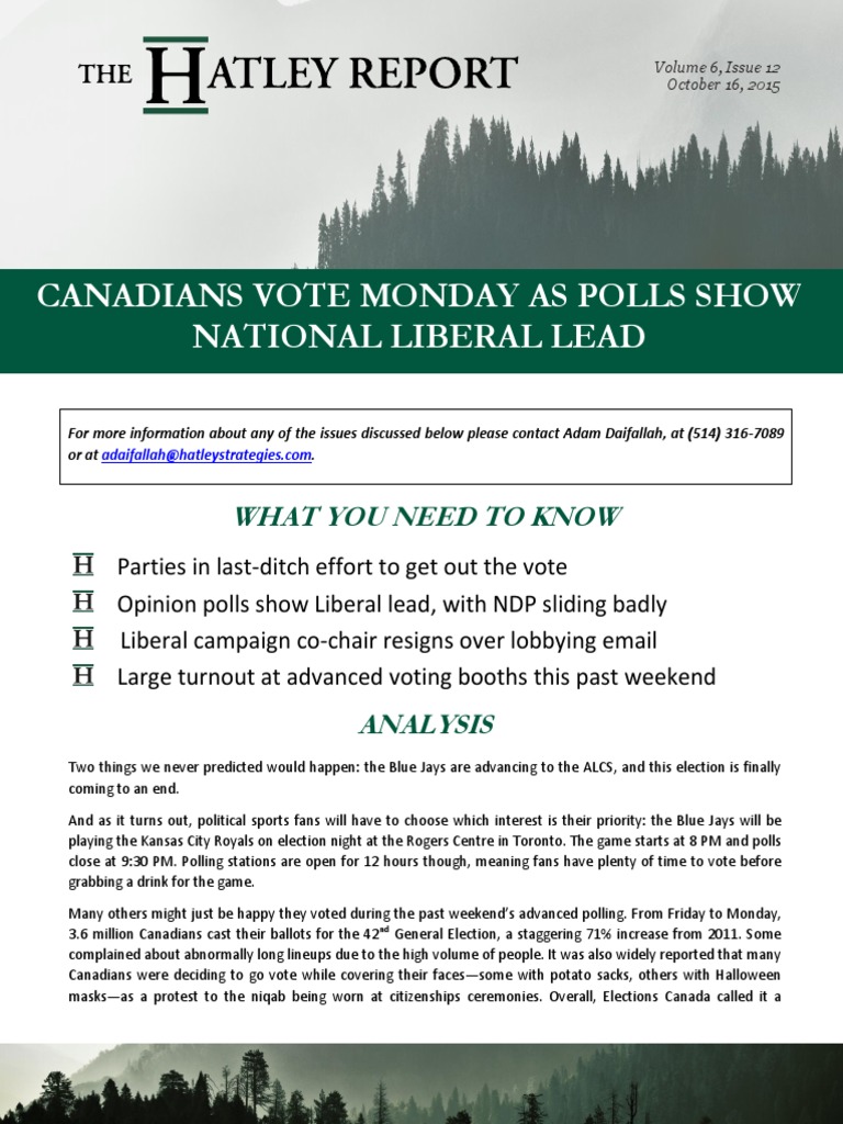 Canadian Election Polls Update: October 2015 | PDF | Opinion Poll ...