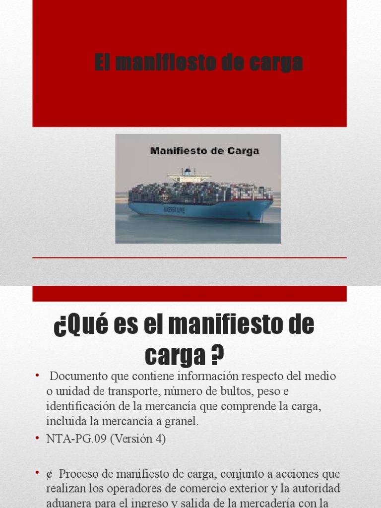 El Manifiesto de Carga | PDF | aduana | Transporte