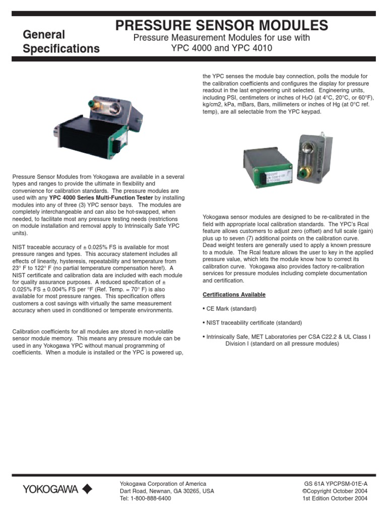 Pressure Sensor Modules | PDF | Calibration | Pressure