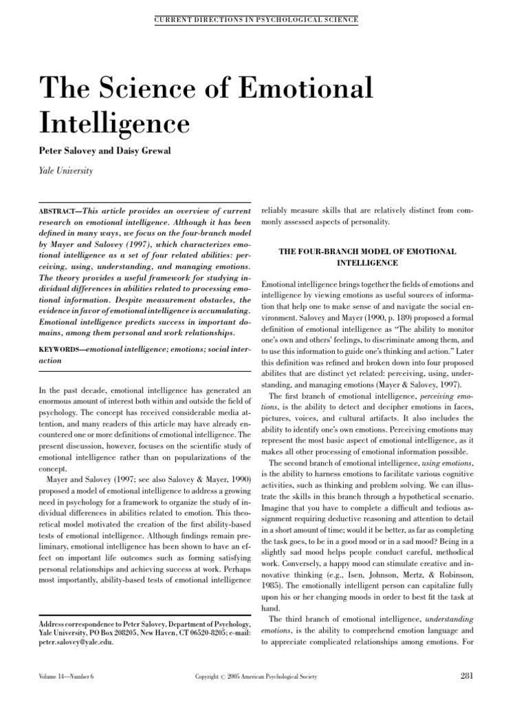 The Science of Emotional Intelligence - Asp | PDF | Emotional ...