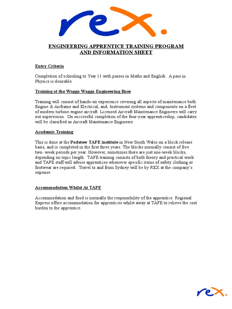 Apprentice Information Sheet | PDF | Apprenticeship | Aerospace