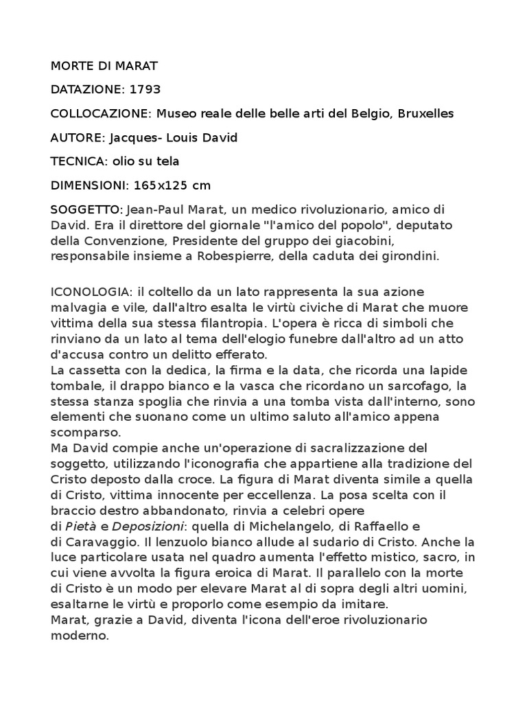Morte Di Marat...... | PDF