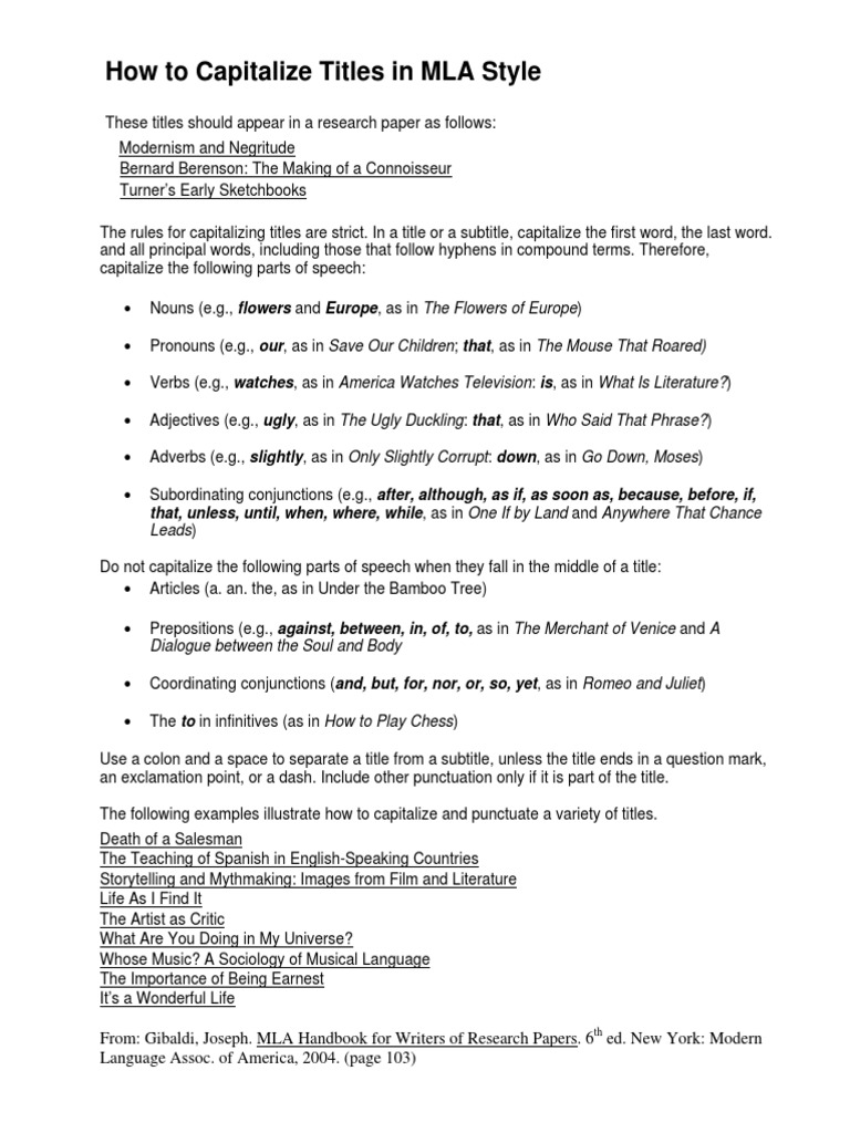 MLA Title Capitalization Guidelines | PDF | Part Of Speech | Languages