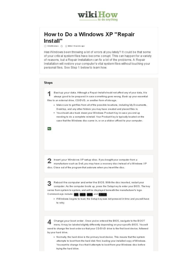 How to Perform a Windows XP Repair Installation to Fix Corrupt System ...